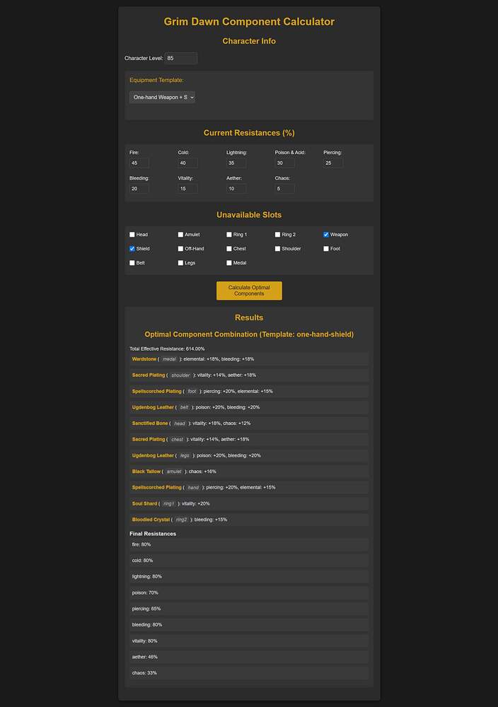 [Tool] Grim Dawn Component Calculator - Utilities and Resources - Crate Entertainment Forum